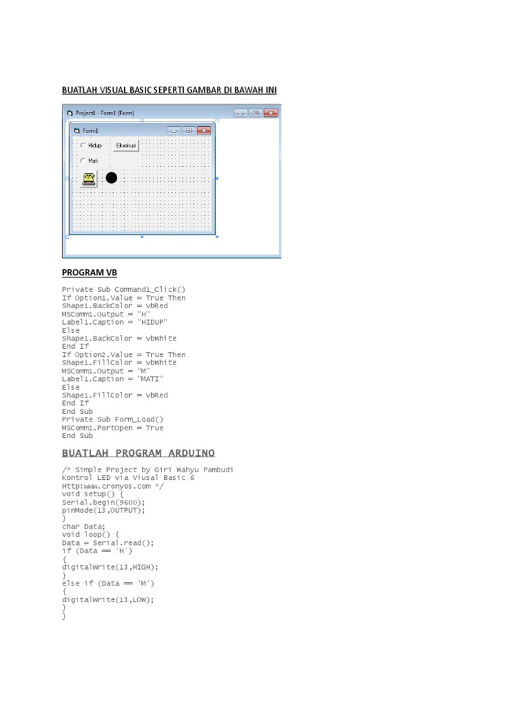 Buatlah Visual Basic Seperti Gambar Di Bawah Ini: Program VB | PDF