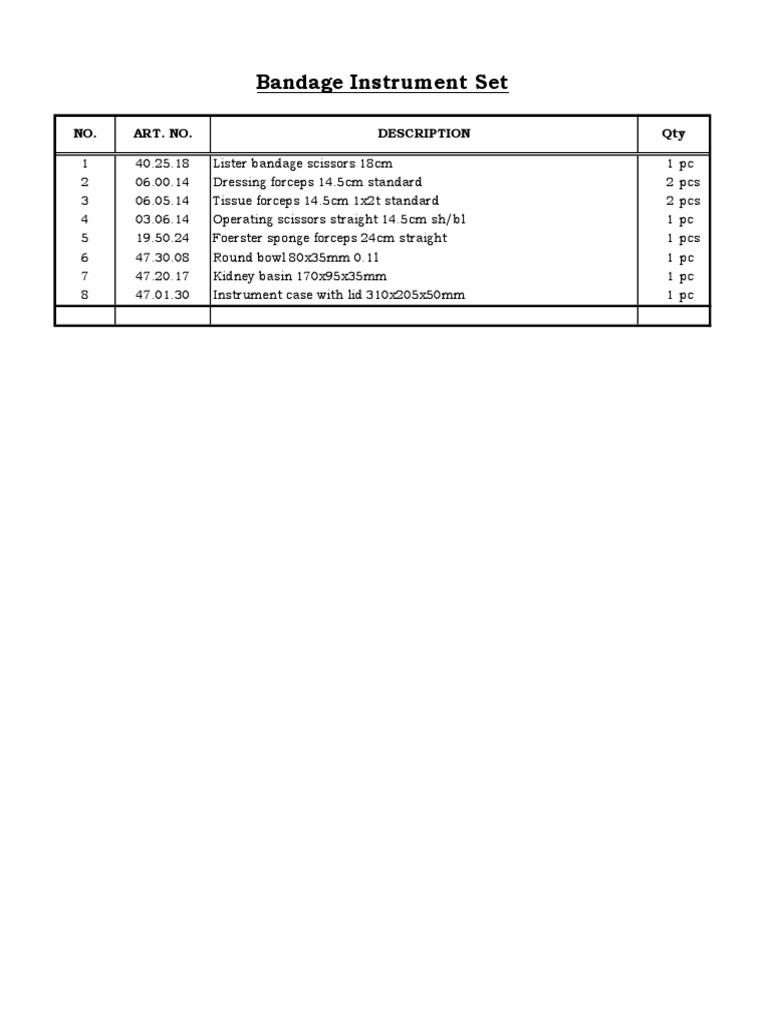 Bandage Instrument Set | PDF