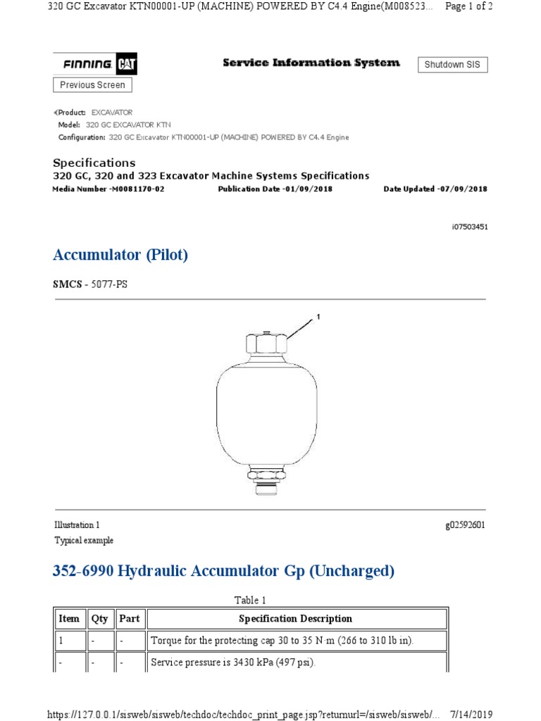 Accumulator (Pilot) : Specifications | PDF | Mechanical Engineering | Gases