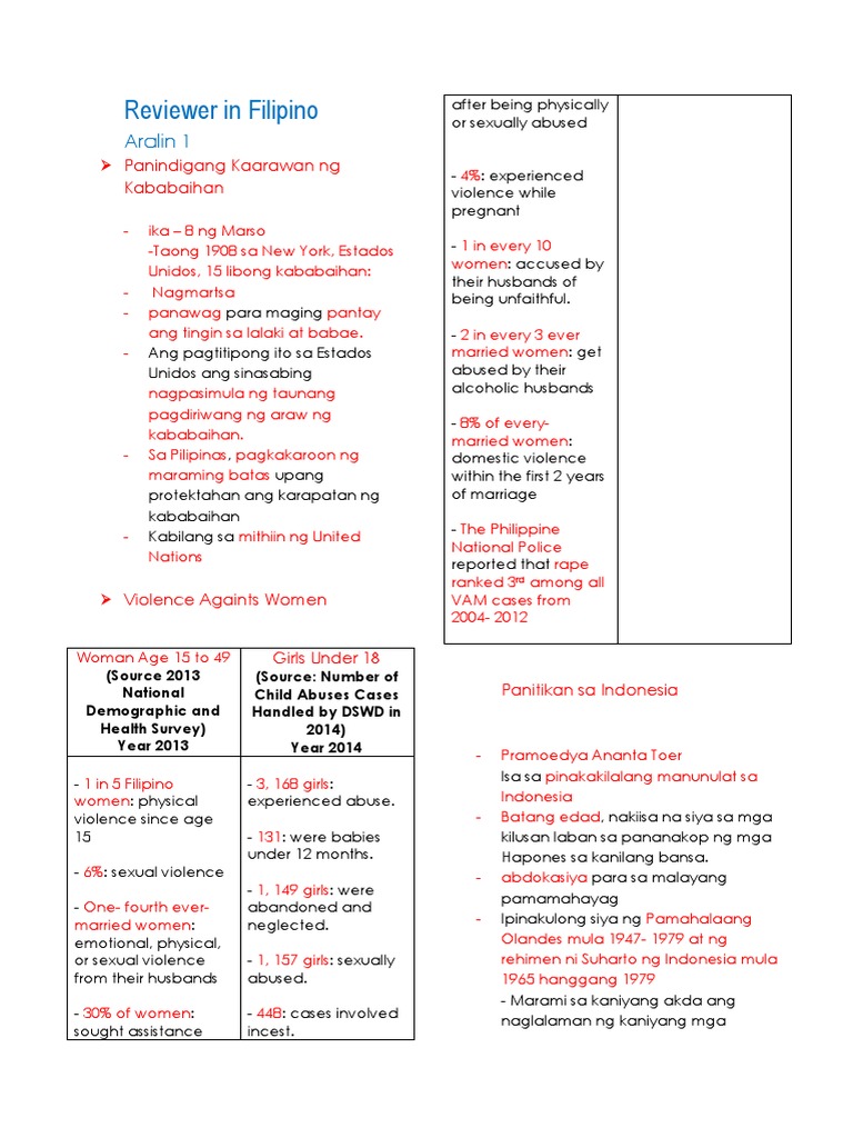Reviewer in Filipino