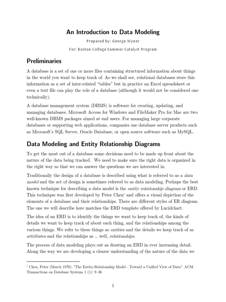 Introduction To Data Modeling | PDF | Data Model | Databases