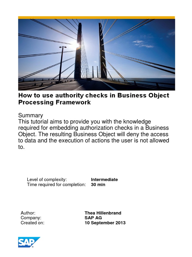 How To Use Authority Checks in Business Object Processing Framework ...
