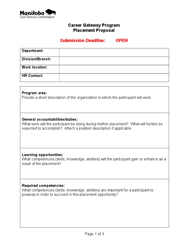 CGP Placement Proposal Template | PDF | Employment | Learning