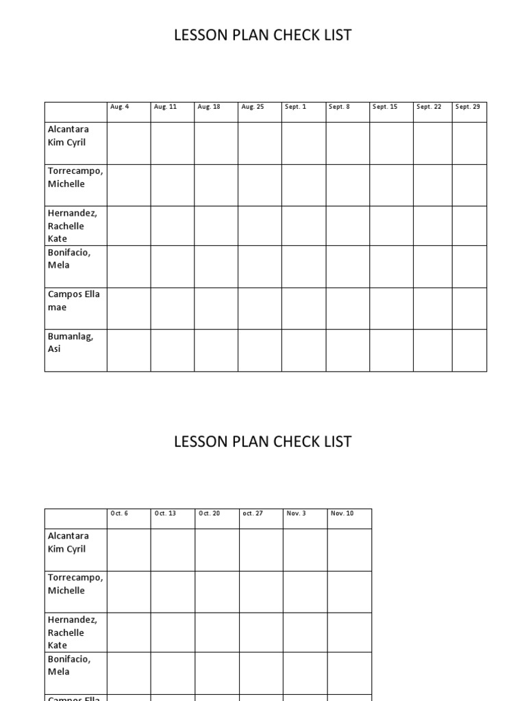 Lesson Plan Check List | PDF