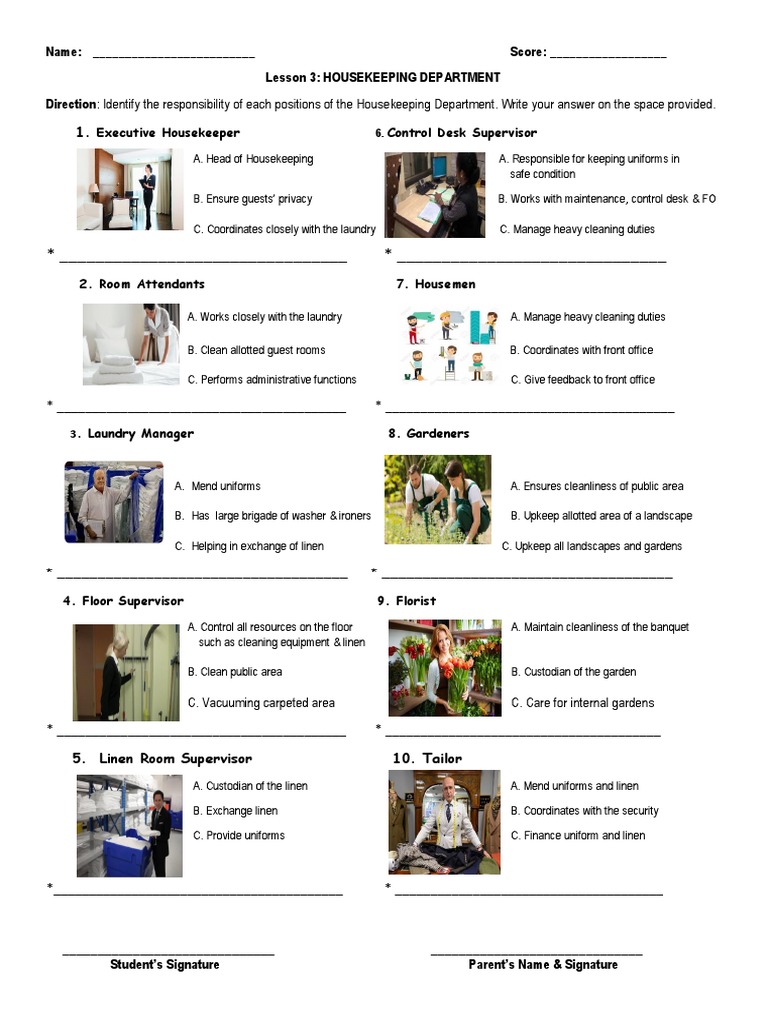 Lesson 3 | PDF | Housekeeping | Janitorial Service