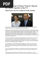 Emma Watsons - He For She Speech at The UN | PDF | Gender Studies ...