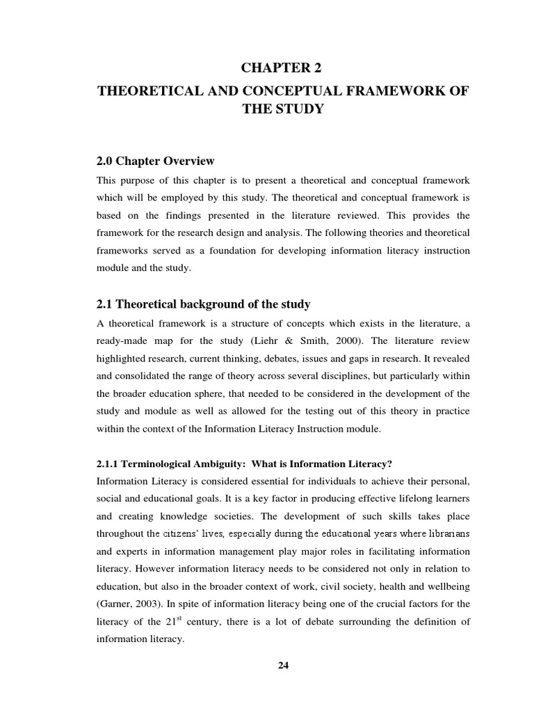 Theoretical and Conceptual Framework of The Study: 2.0 Chapter Overview ...