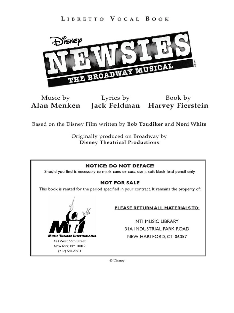 Newsies (MTI) - Libretto + Vocal Book PDF | PDF