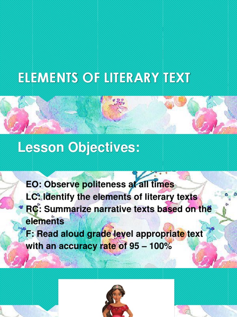 Understanding Literary Text Elements | PDF | Art | General Fiction