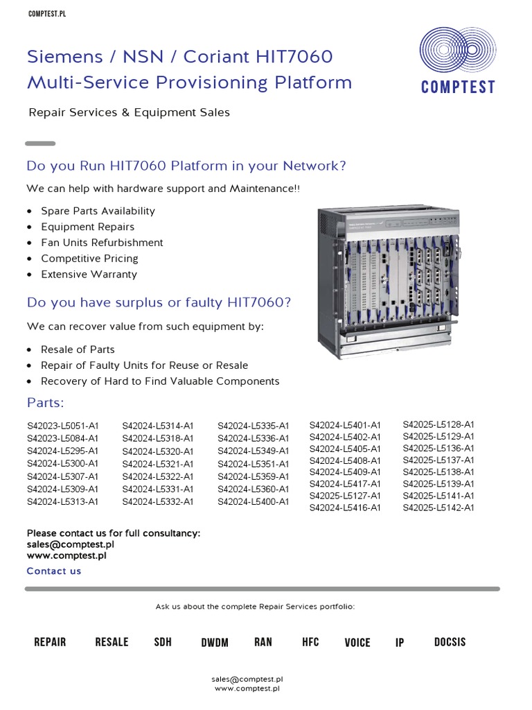 Siemens - NSN - Coriant HIT7060 | PDF | Computers | Technology ...
