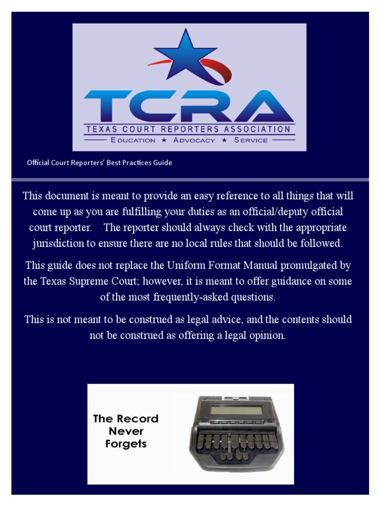 Te Best Practices For Court Reporters | PDF | Oath Of Office | Affidavit