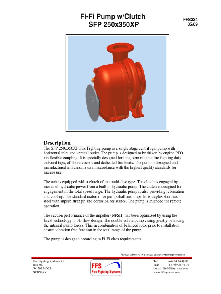 Ffs-334 Datasheet Sfp250350xp | PDF | Clutch | Pump