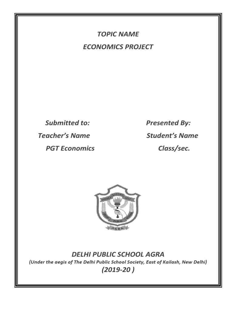 Economics Project DPS Agra | PDF