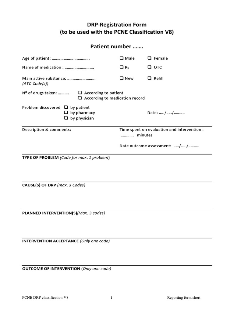 DRP-Form Short V8 | PDF | Medical Prescription | Prescription Drugs
