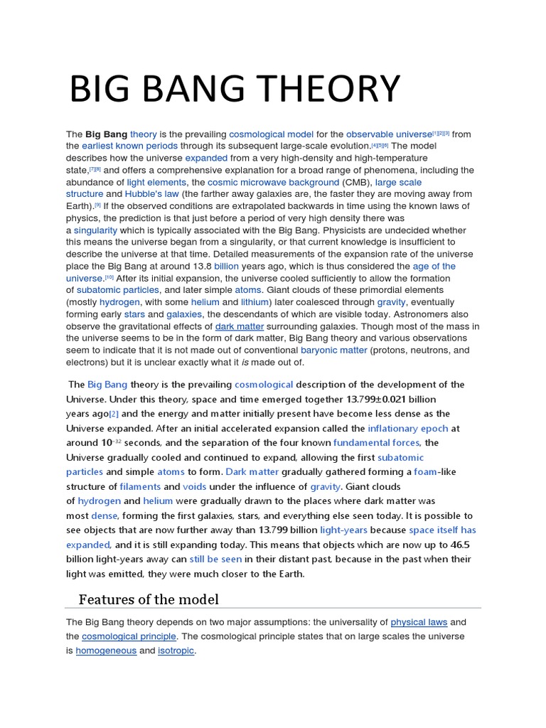 Big Bang Theory | PDF | Big Bang | Universe