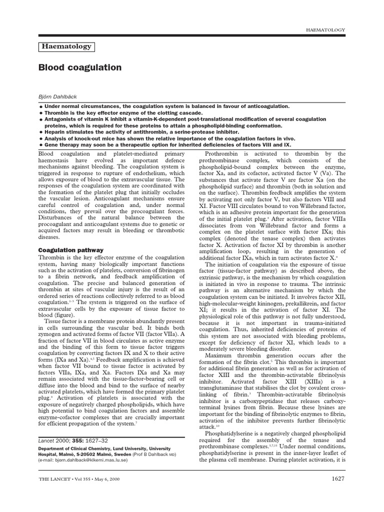 Coagulation Review | PDF | Coagulation | Bleeding