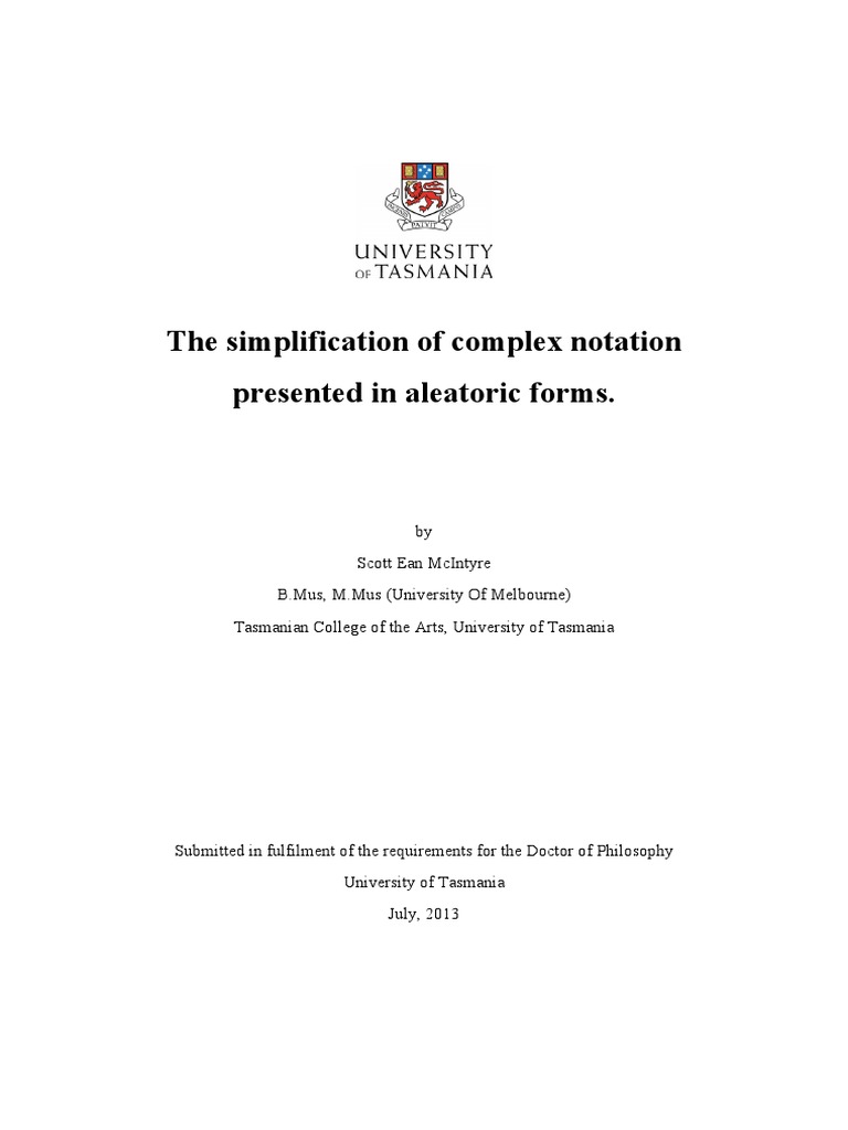 The Simplification of Complex Notation Presented in Aleatoric Forms | PDF | Musical Compositions ...