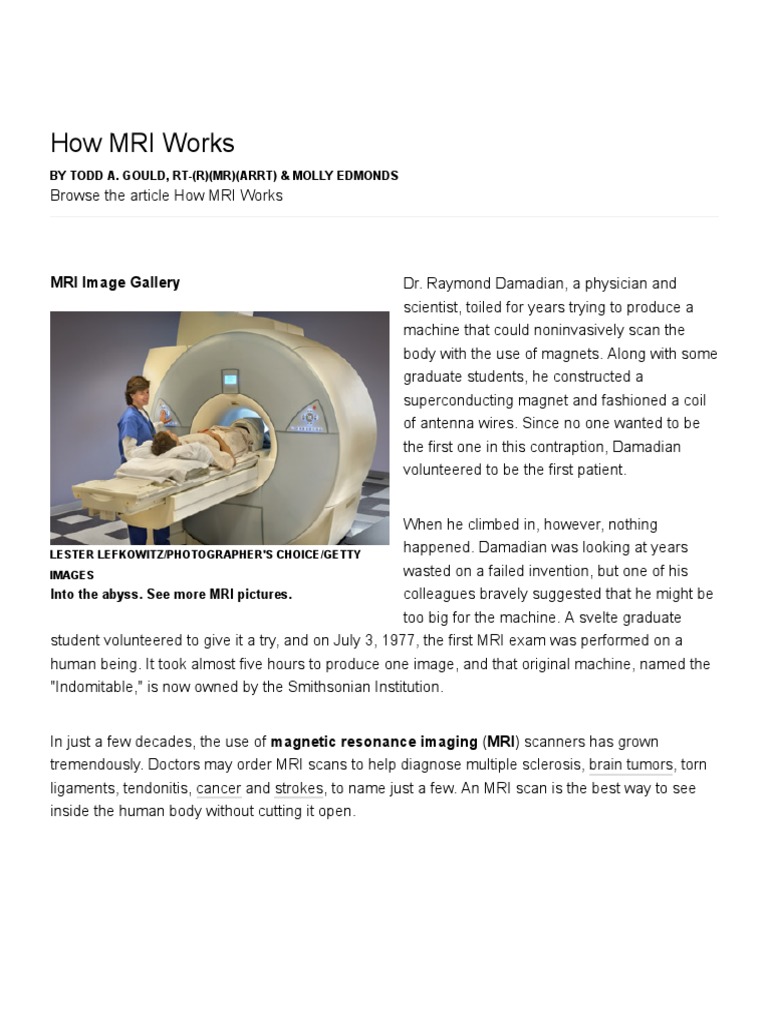 How MRI Works | PDF | Magnetic Resonance Imaging | Medical Imaging