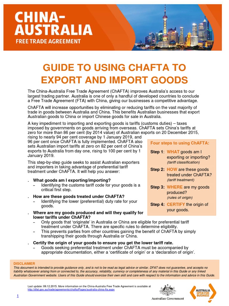 Guide To Using Chafta To Export and Import Goods | PDF | Tariff | Exports