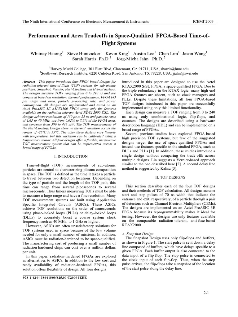 Performance and Area Tradeoffs in Space-Qualified FPGA-Based Time-of ...