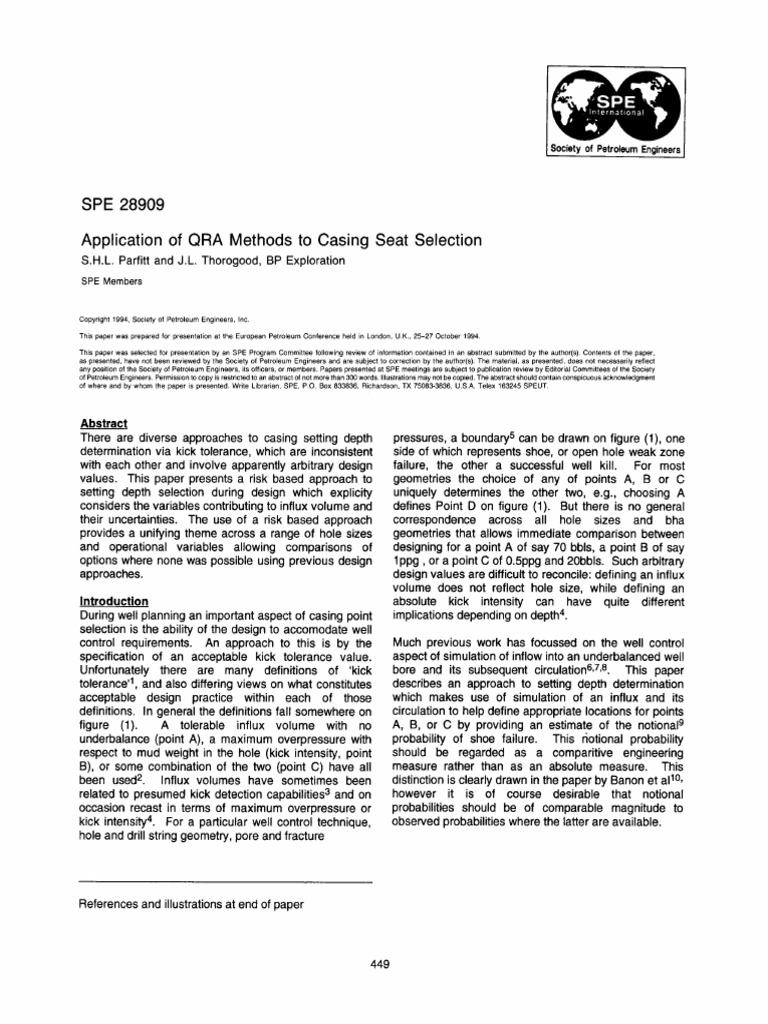 Application of ORA Methods To Casing Seat Selection | PDF ...