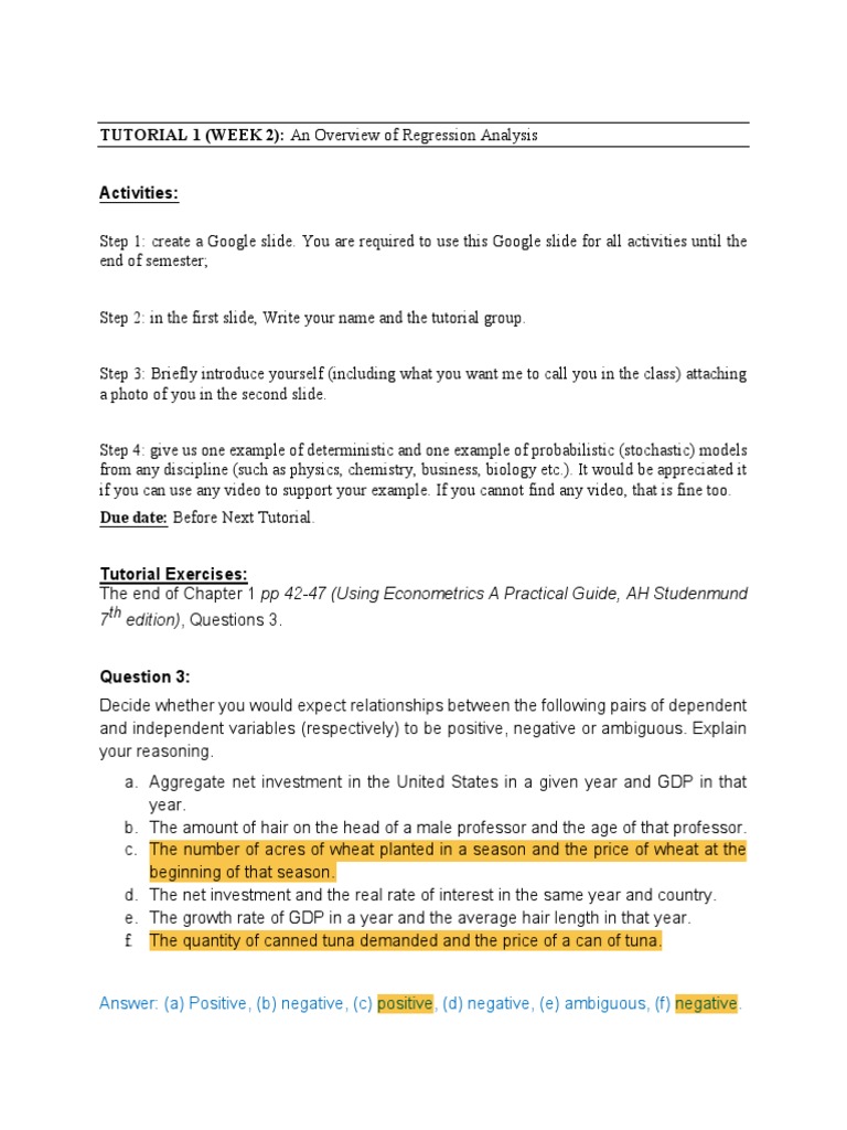 Tutorial 1-13 Answer Intermediate Macro | PDF | Autocorrelation ...