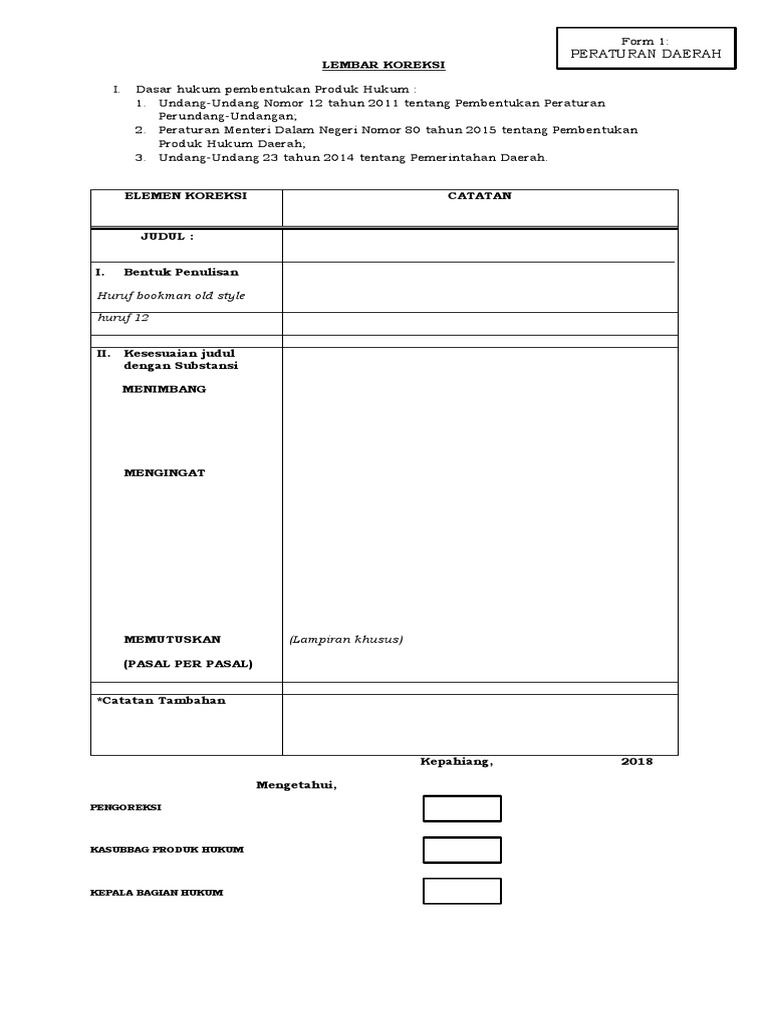 LEMBAR KOREKSI Bag Hukum | PDF