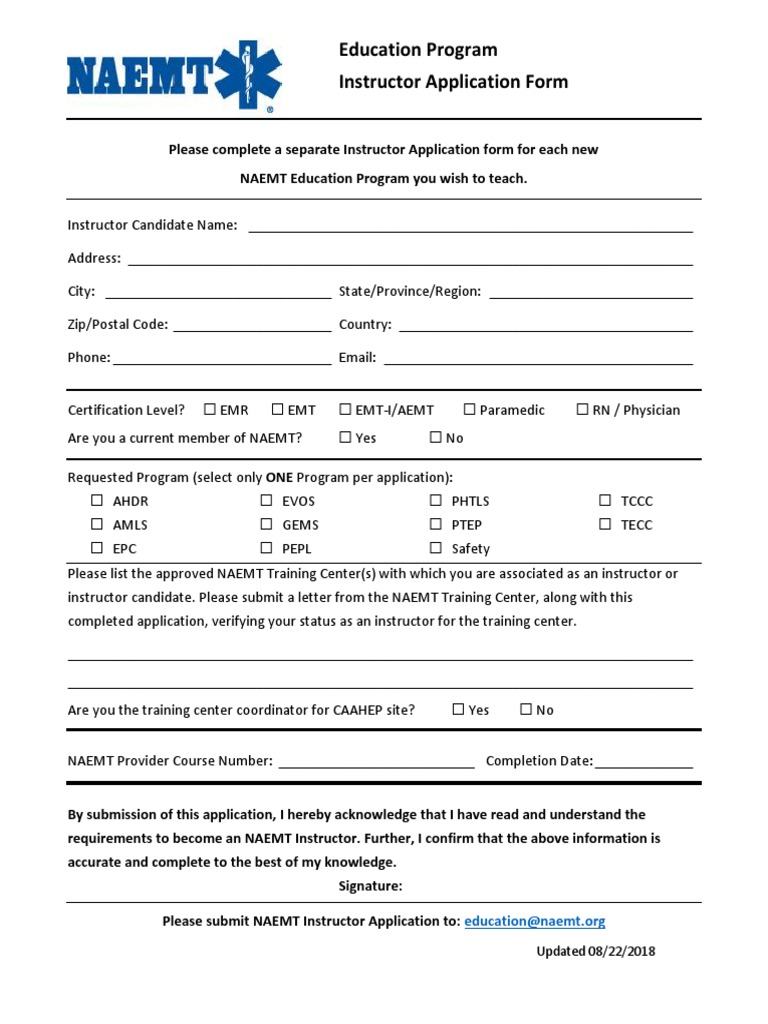 Instructor Application 2018 | PDF