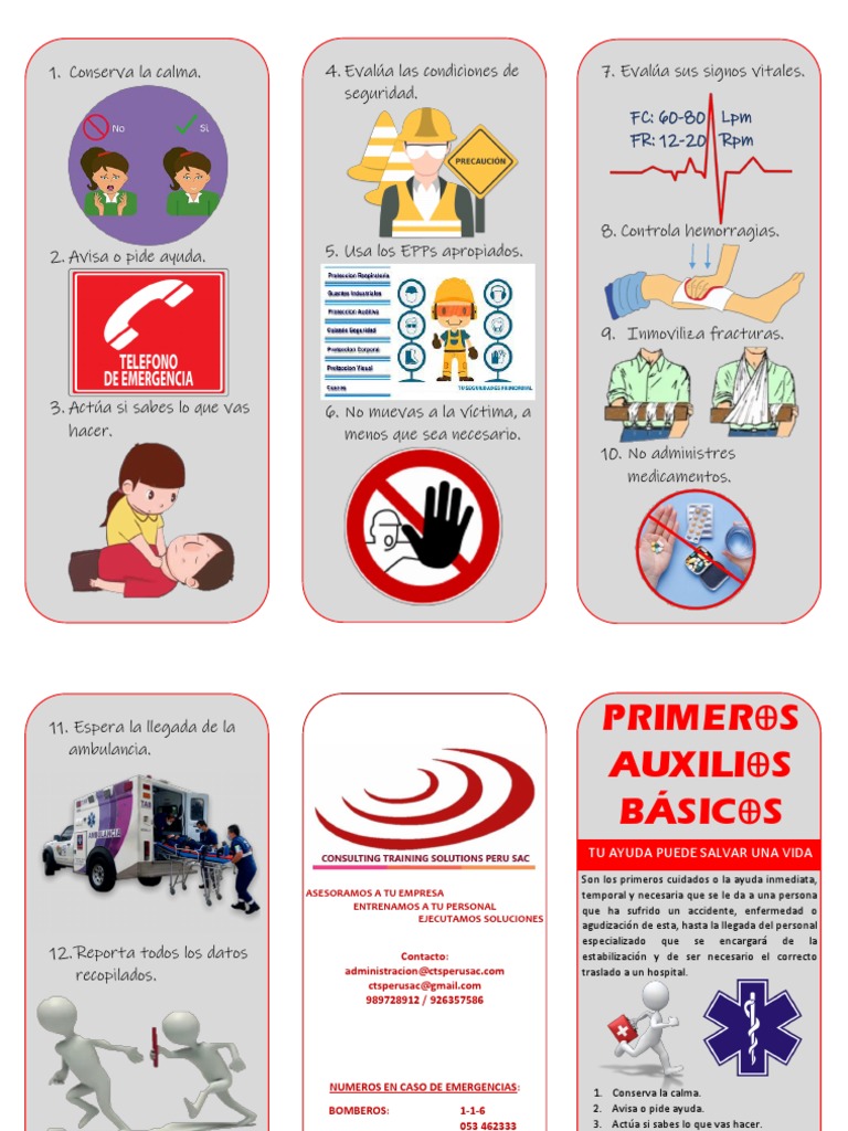 Triptico de Primeros Auxilios | PDF | Salud y bienestar | Medicina