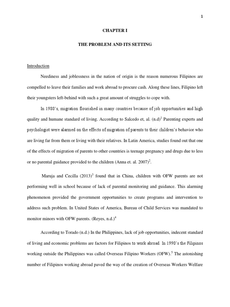 COPING MECHANISM OF STUDENTS WITH OFW PARENTS (CHAPTER 1) (EXAMPLE) | Coping (Psychology ...