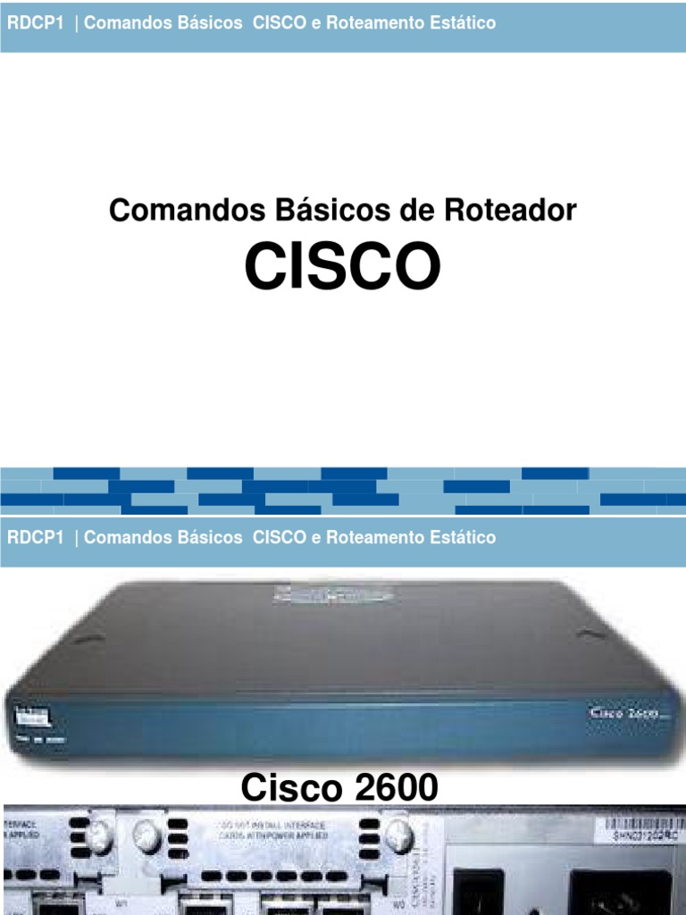 Aula Comandos Basicos de Roteador Mais Roteamento Estatico Cisco PDF ...