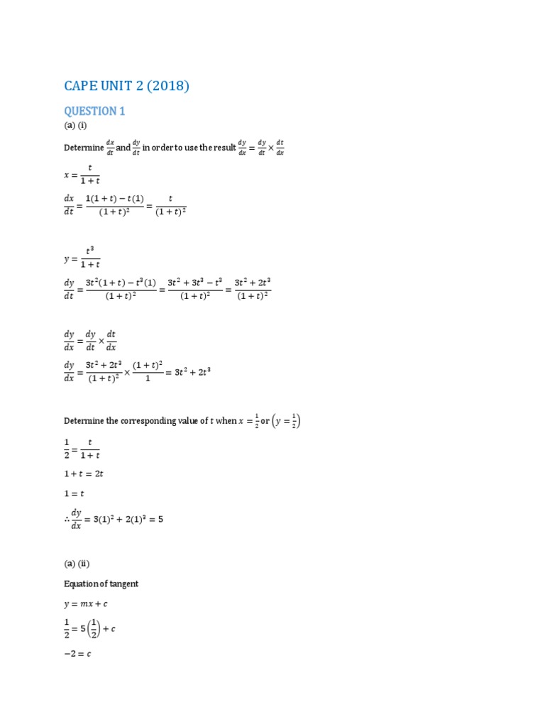 Cape Unit 2 2018 Solutions PDF | PDF | Trigonometric Functions | Algebra