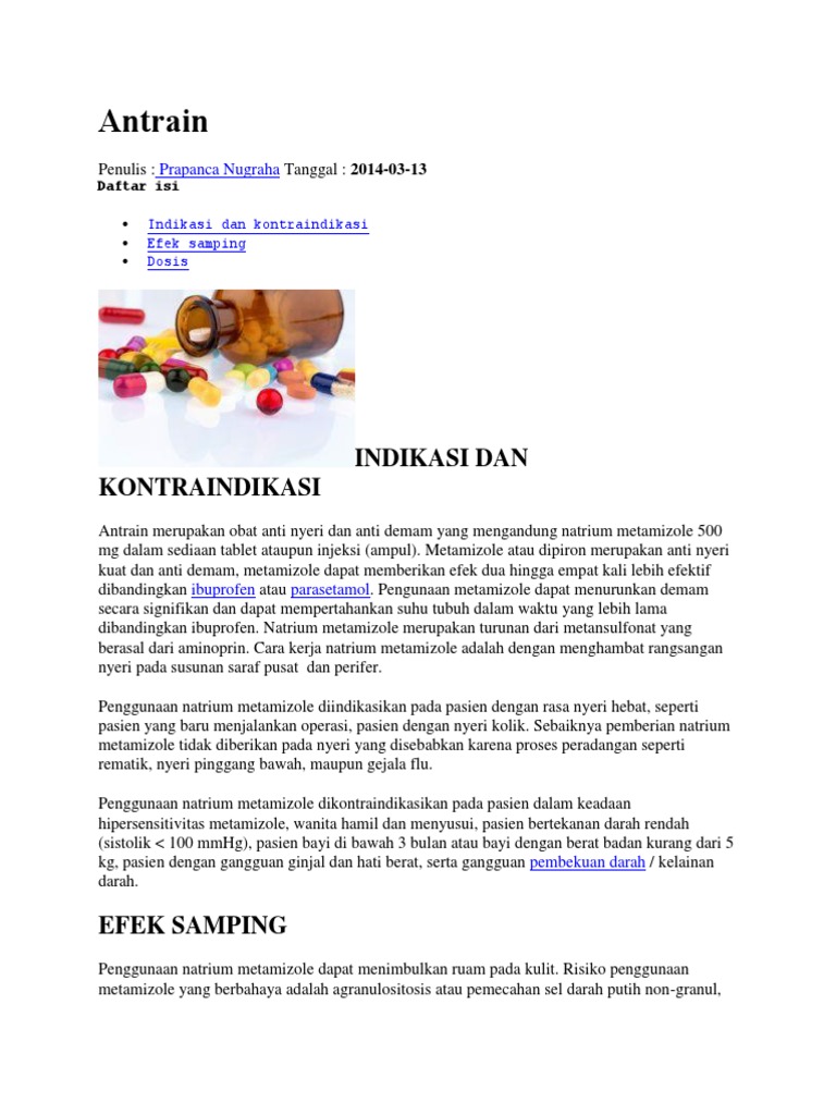 Dosis dan Indikasi Antrain Injeksi | PDF | Kesehatan Holistik