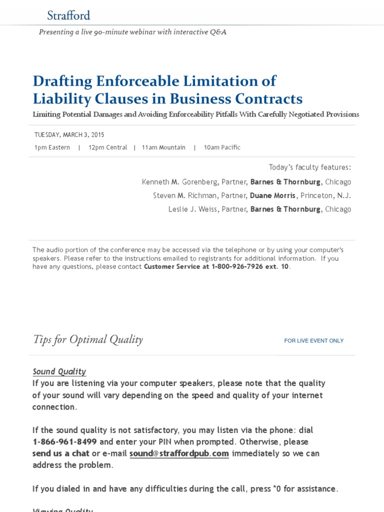 Drafting Enforceable Limitation of Liability Clauses in Business ...
