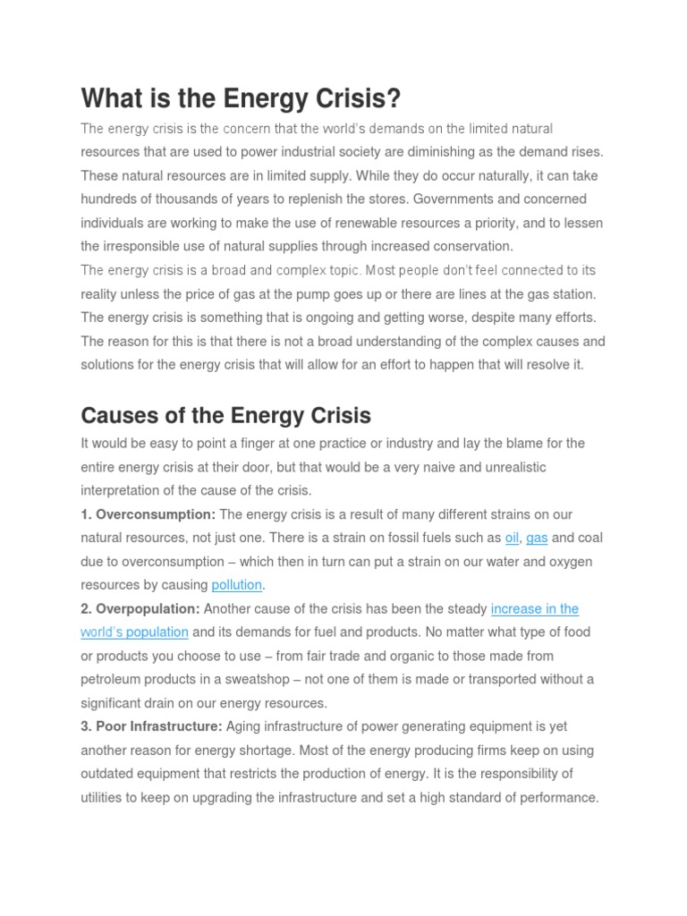 The Cause and Results of Energy Crisis | PDF | Biomass | Energy Development
