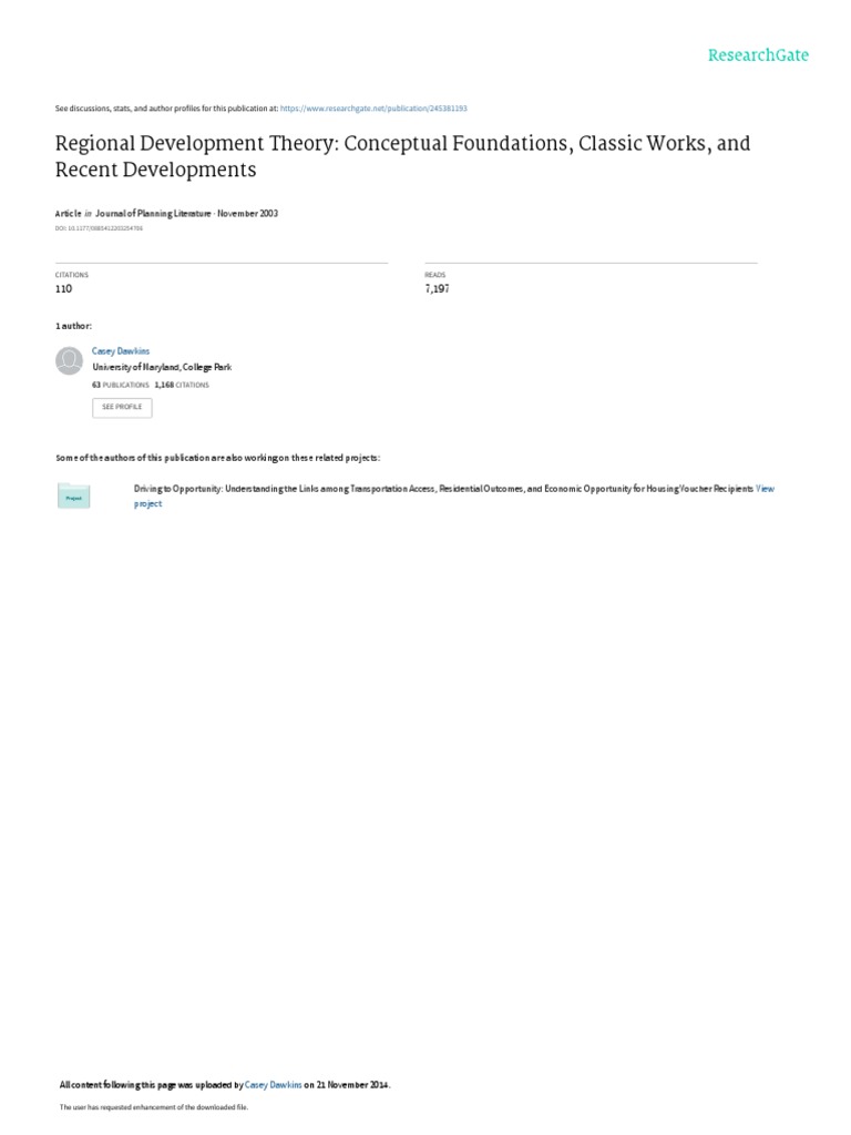 Regional Development Theory Conceptual Foundations | PDF | Economic ...