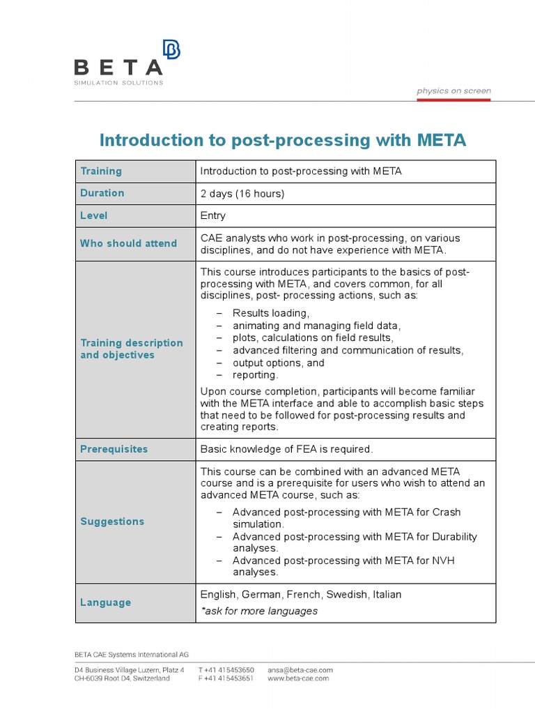 Introduction To Postprocessing With Meta | PDF | Software | Areas Of ...