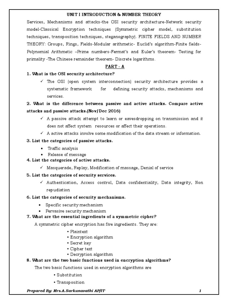 Unit 1 | PDF | Cipher | Cryptography