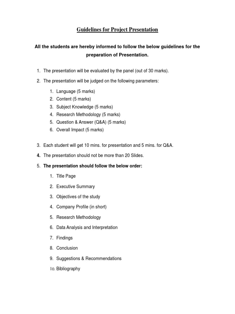 Guidelines For Presentation | PDF