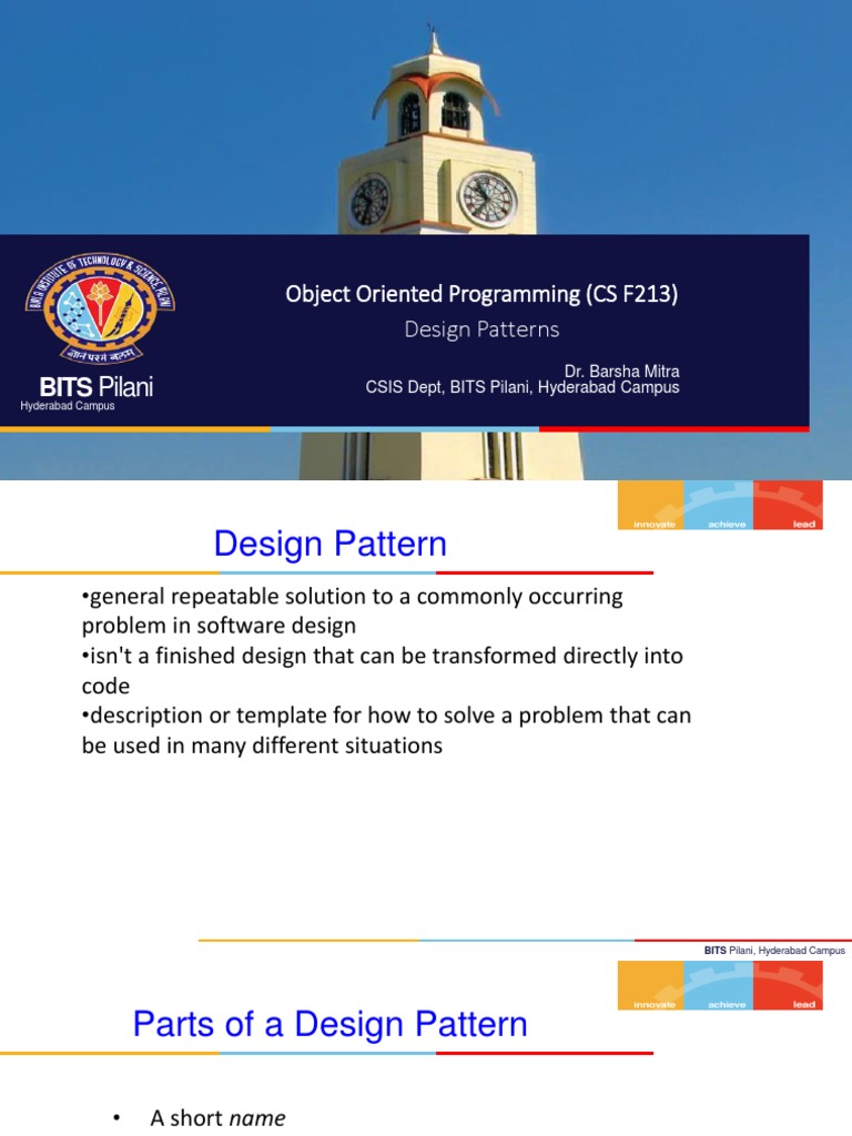 Bits Pilani Object Oriented Programming Cs F213 Design Patterns Pdf Class Computer