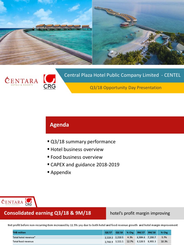 Central Plaza Hotel Public Company Limited - CENTEL: Q3/18 Opportunity Day Presentation | PDF ...