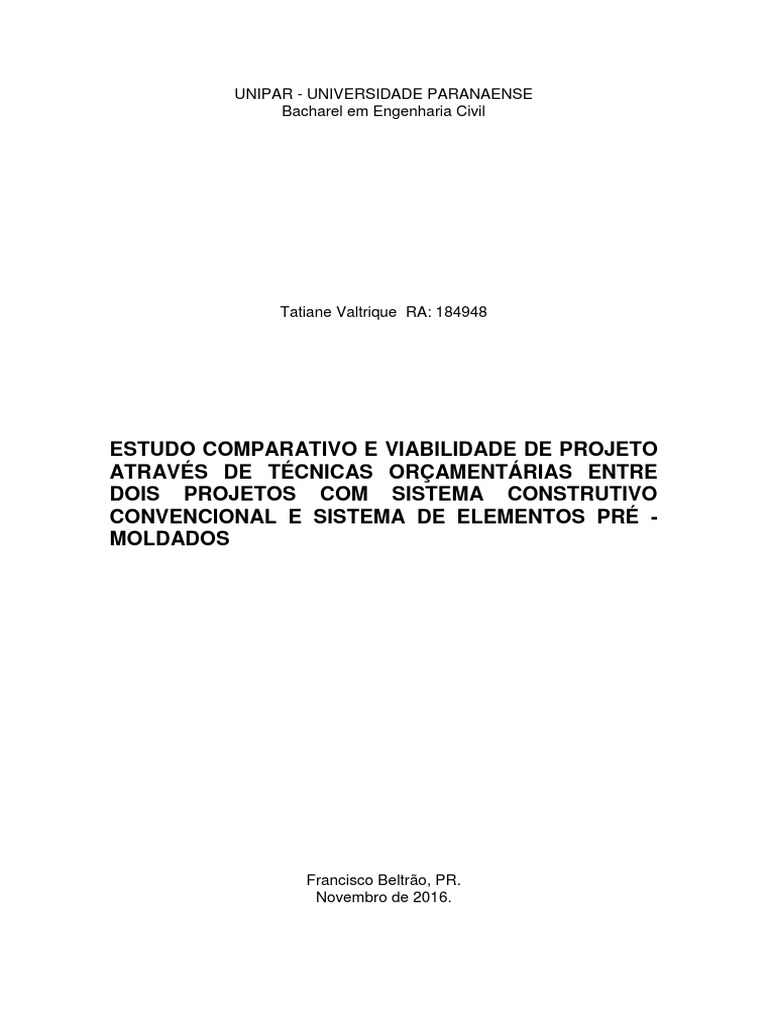 Pre Projeto TCC | PDF | Orçamento | Histograma