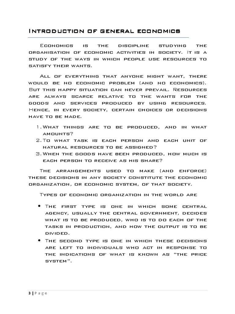 Iiiintroduction of General Economics Ntroduction of General Economics ...