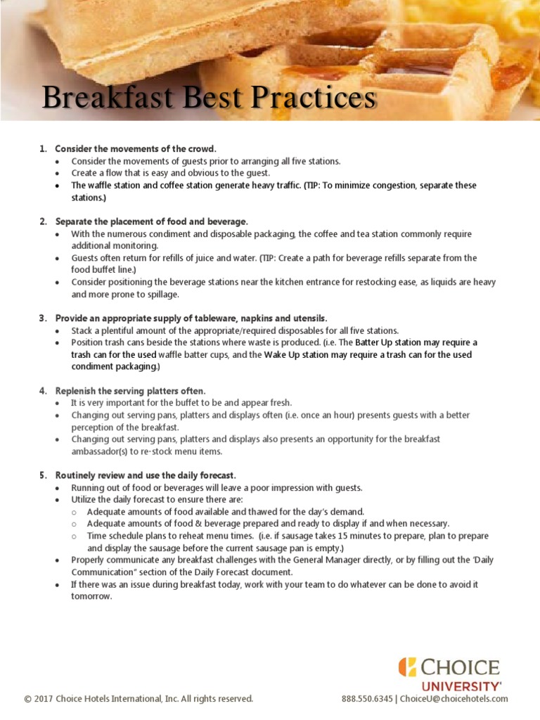 Breakfast Best Practices: 1. Consider The Movements of The Crowd | PDF ...