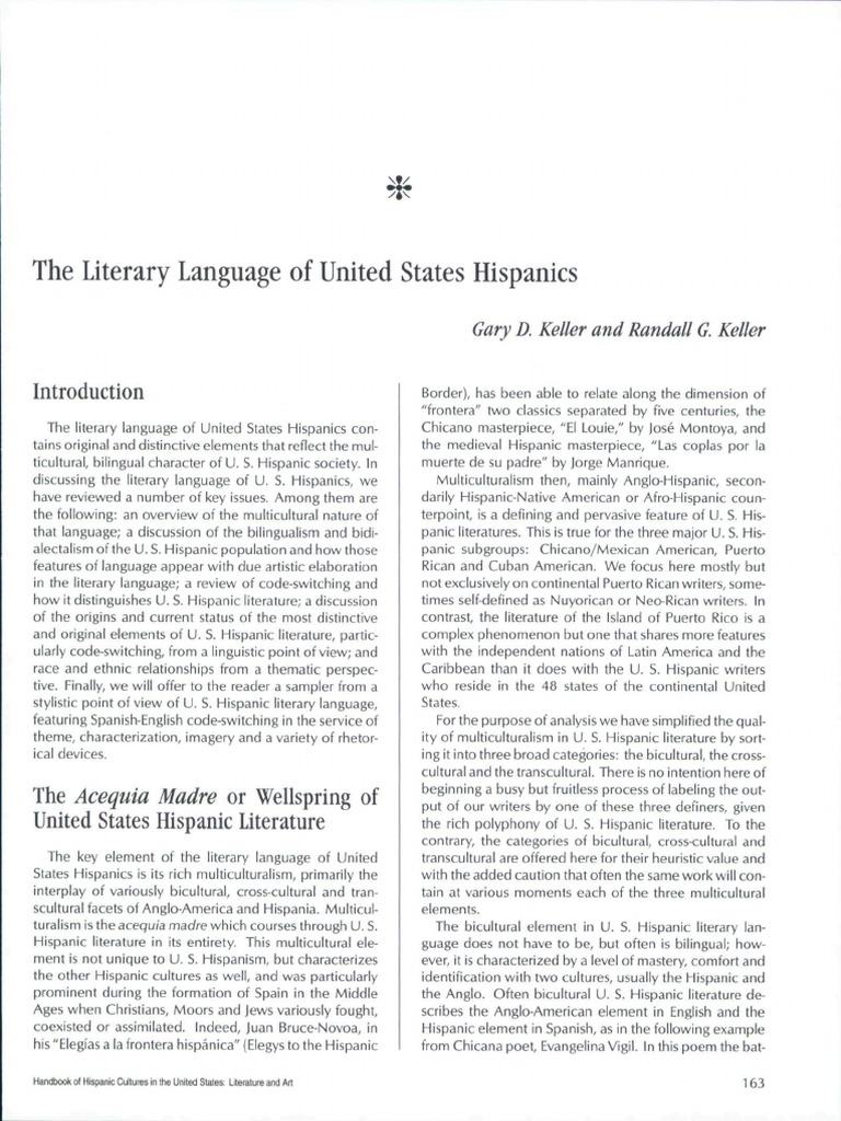 The Literary Language of The United States Hispanics | PDF ...
