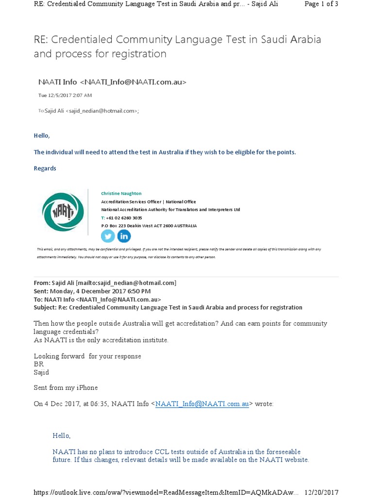 NAATI Response To CCL Testing-2 | PDF | Information Security | Crime ...