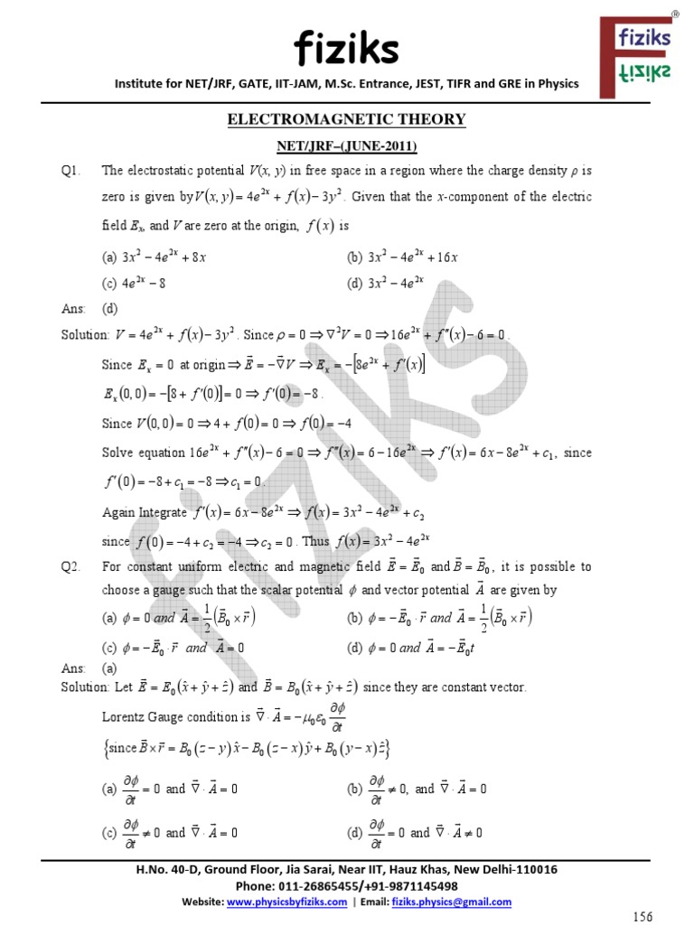 Electromagnetic Theory Practice Set Net-Jrf PDF | PDF | Speed Of Light ...