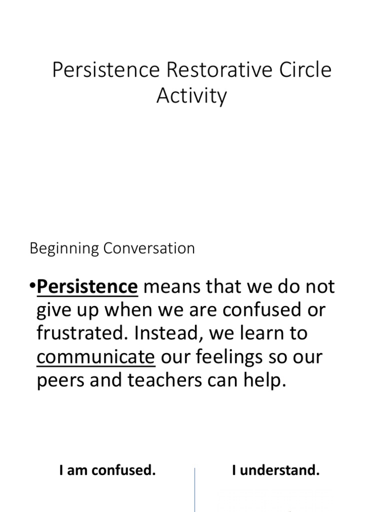 Persistence Restorative Circle Activity | PDF