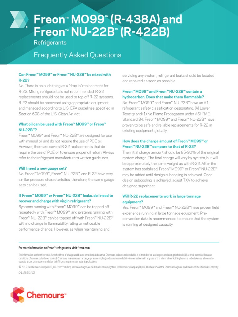 Freon Mo99 Frequently Asked Questions | PDF | Engineering ...