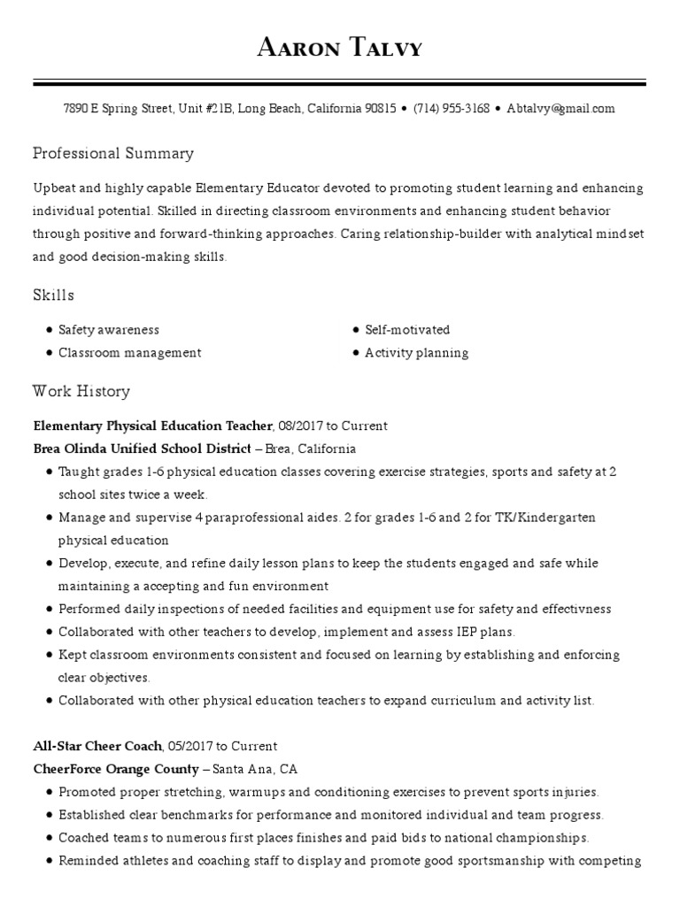 Talvy Resume 2 | PDF